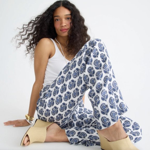 J. Crew | Pants & Jumpsuits | J Crew Straight Leg Essential Pant Bouquet Block Print Chelsea ...